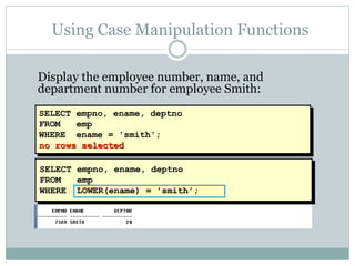 Single row functions | PPT | Databases | Computer Software and Applications