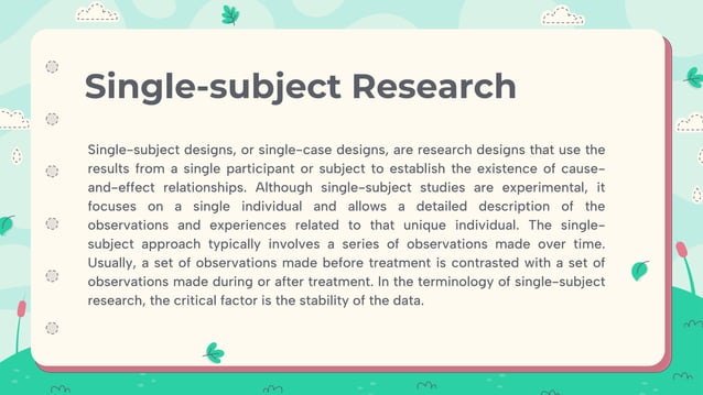 Single-subject Research / research study | PPT