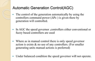 Single area load frequency control by using pi,fuzzy logic control1 | PPTX