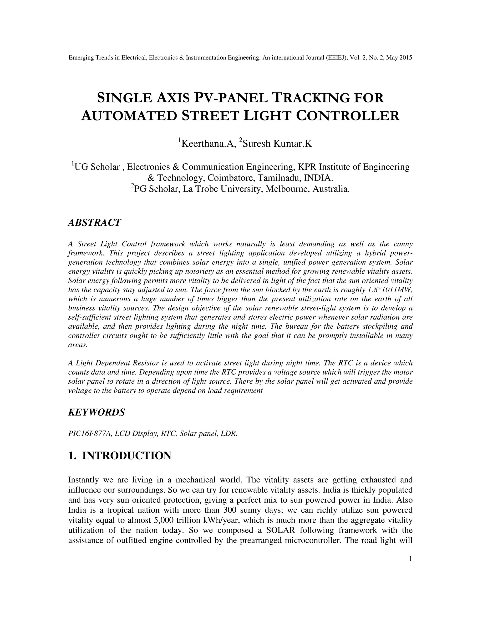 Single axis pv panel tracking for | PDF