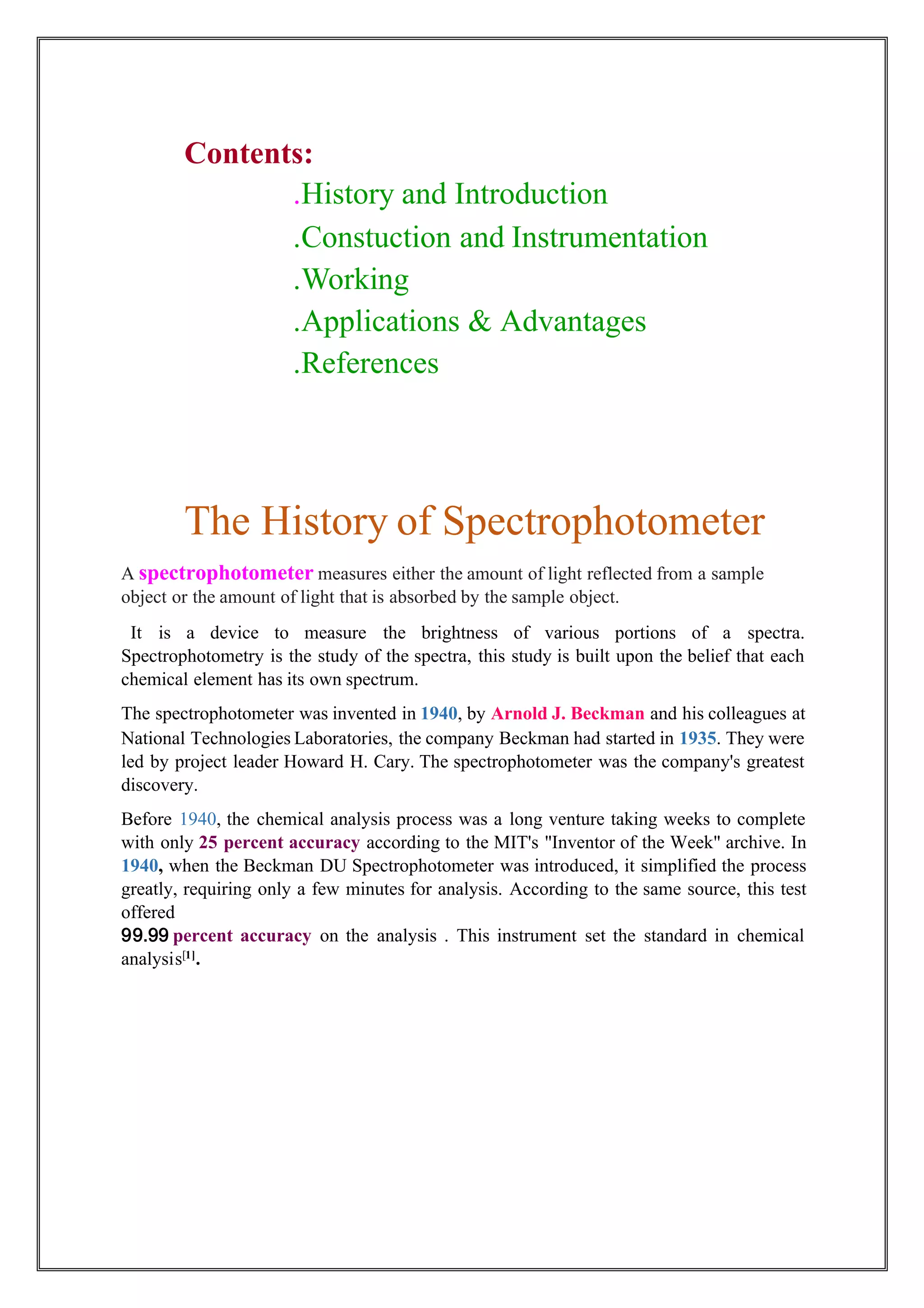Single beam spectrophotometer | PDF