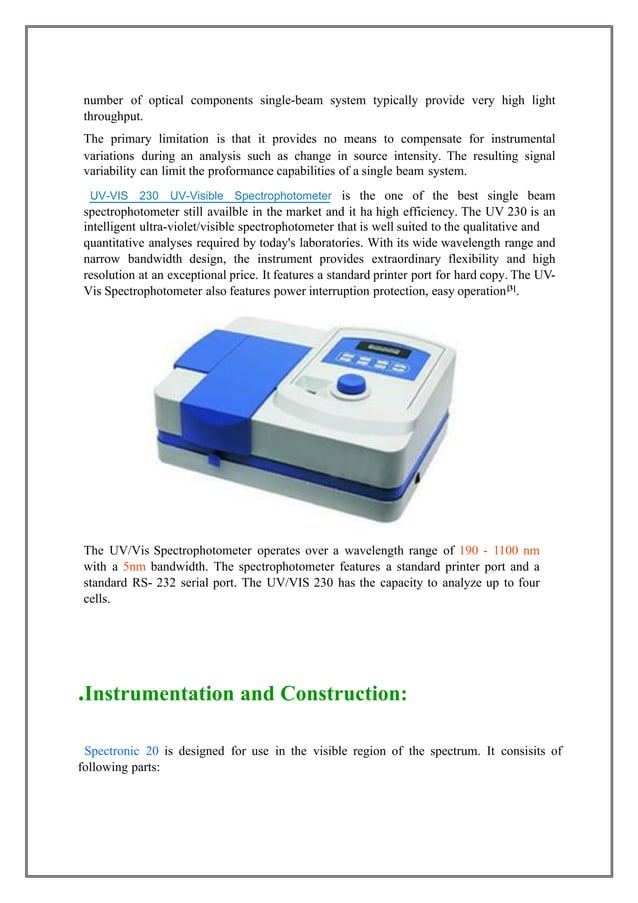 Single beam spectrophotometer | PDF