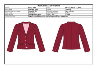 Single Breasted Blazer Tech Pack | PDF