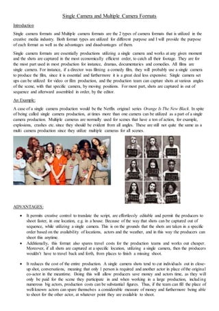 Single camera and multiple camera formats unit 22 | DOCX
