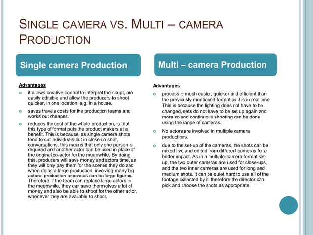 Single camera production | PPTX