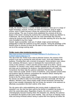 Single camera production learning aim a | DOCX