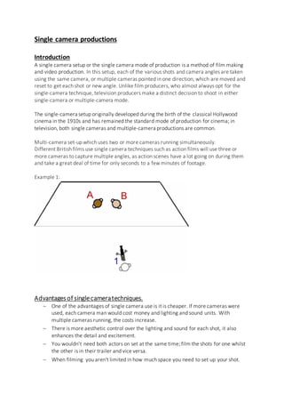Single camera productions | PDF