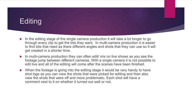 Single camera production techniques | PPT