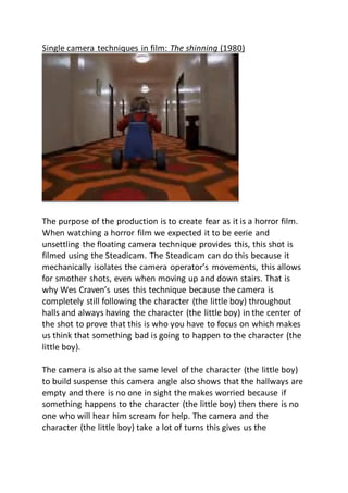 Single camera shots learning aim A (year 2 media) | DOCX