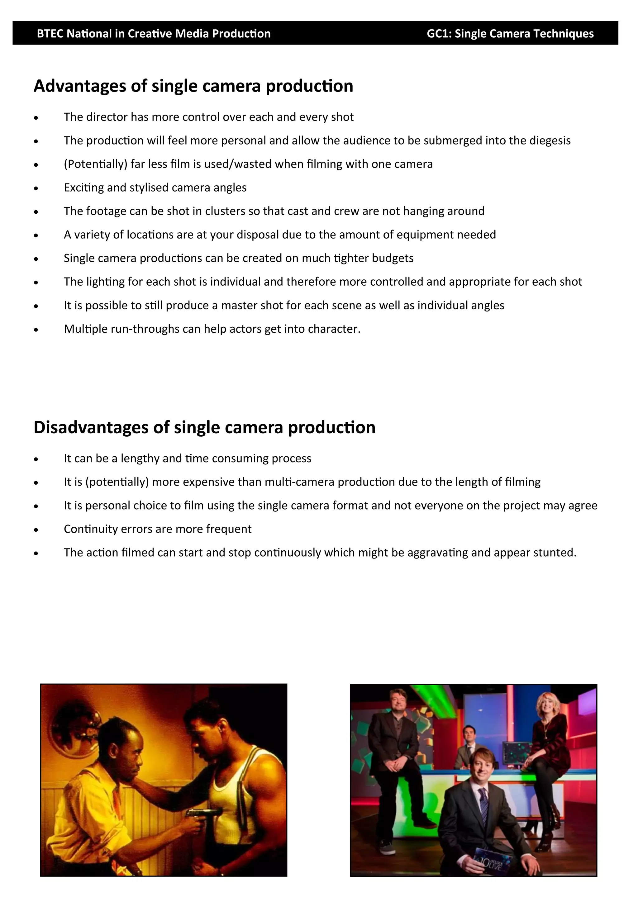 GC1 Single Camera Techniques | PDF