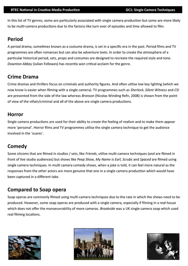 GC1 Single Camera Techniques | PDF