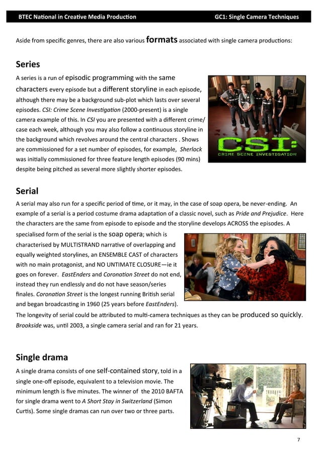 GC1 Single Camera Techniques | PDF