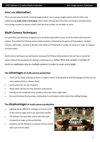 GC1 Single Camera Techniques | PDF