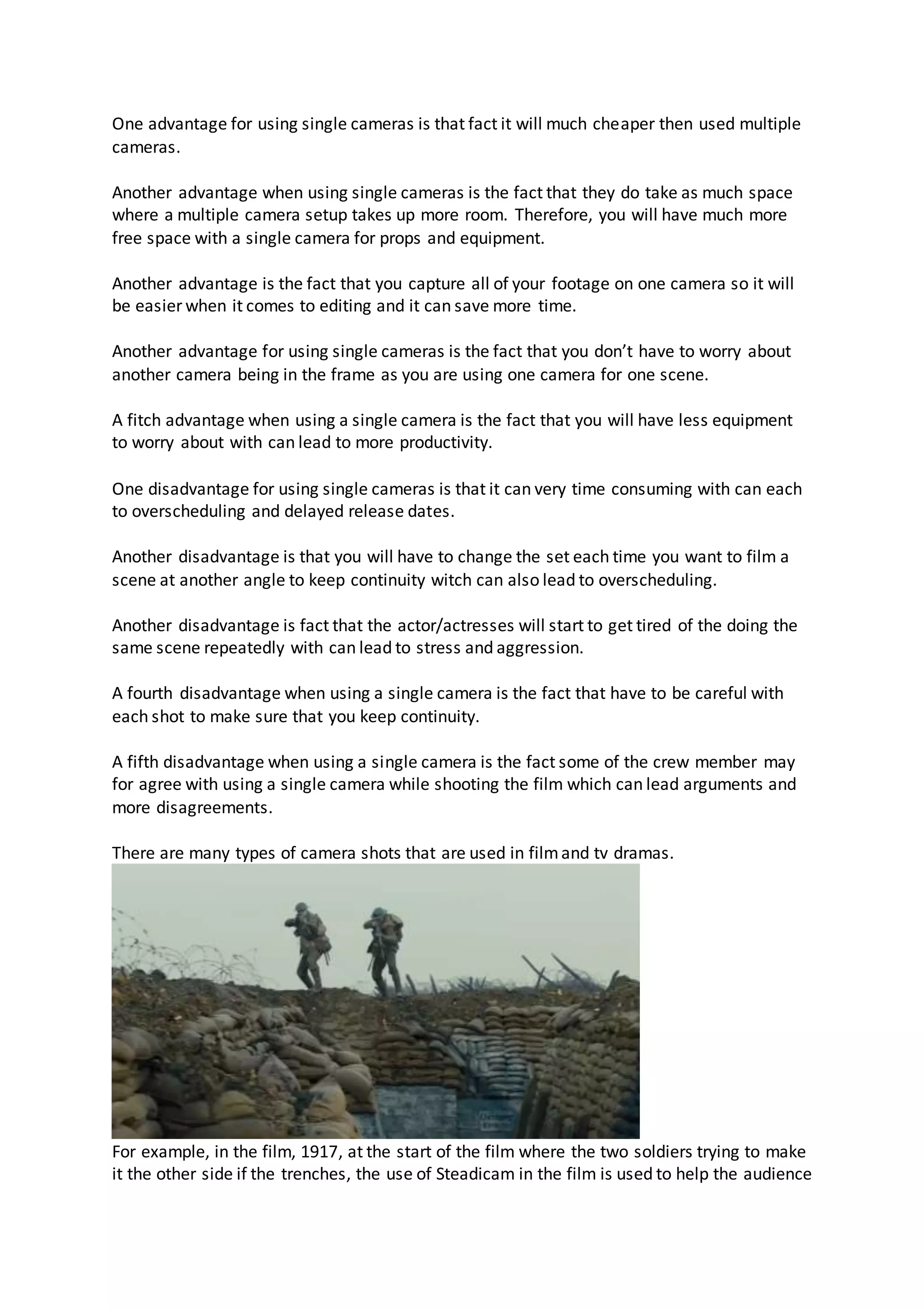 Single camera techniques learning aim a | DOCX