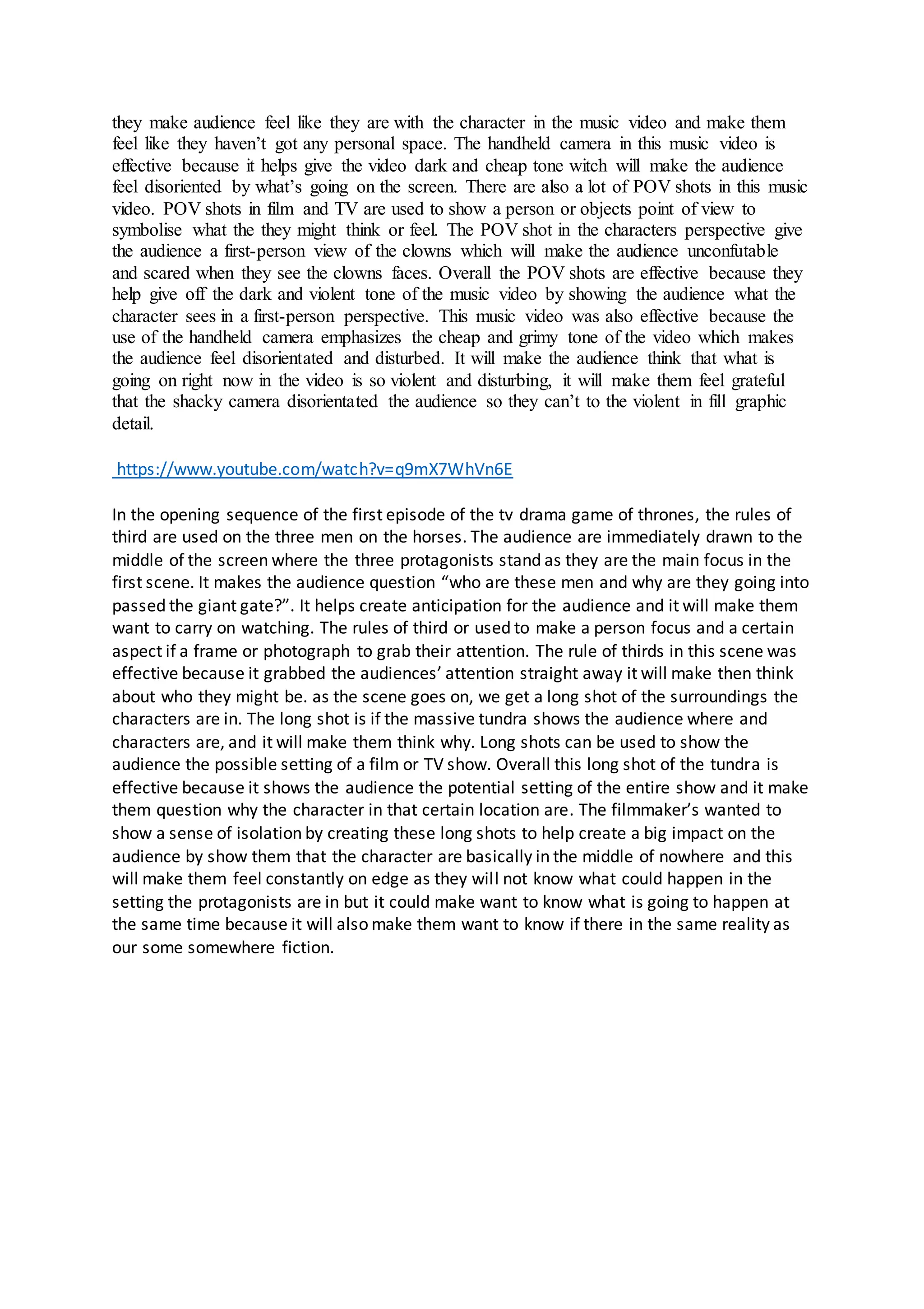 Single camera techniques learning aim a | DOCX