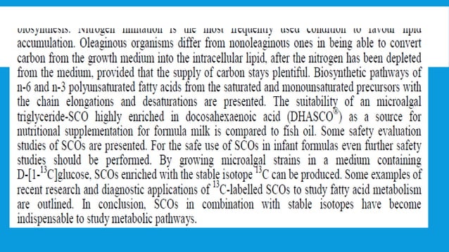 Single cell oil | PPTX | Chemistry | Science