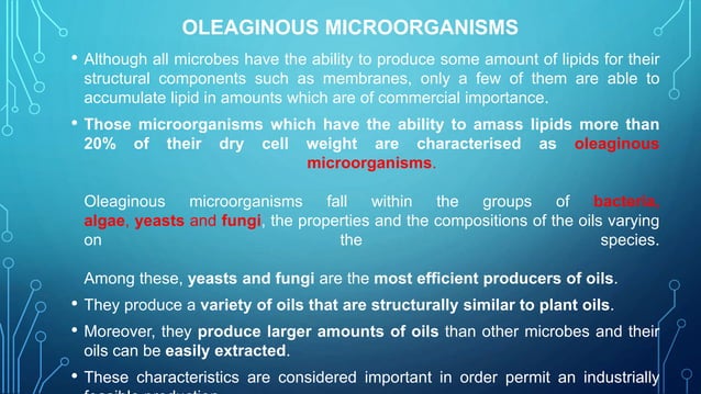 Single cell oil | PPTX | Chemistry | Science