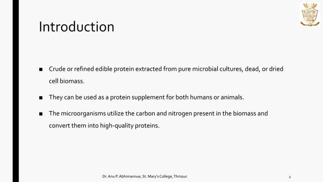Single cell protein | PPTX | Chemistry | Science