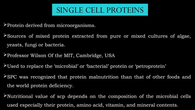 Single cell proteins and its production. | PPTX
