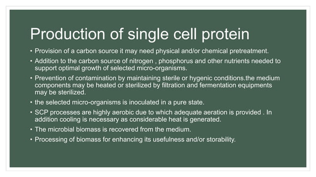 Single cell protein(scp) | PPTX | Nutrition | Healthy Living