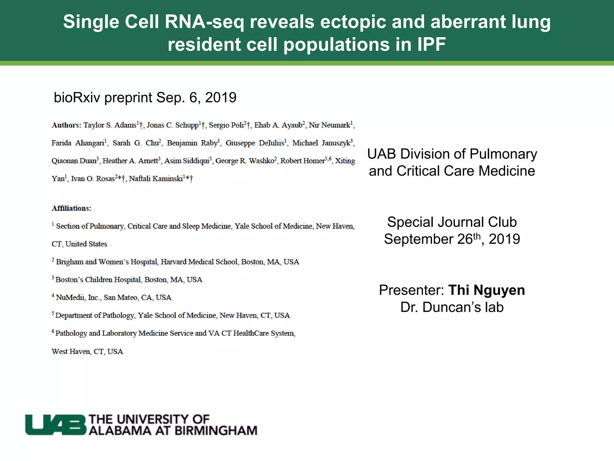 Single-Cell RNAseq in IPF | PPTX