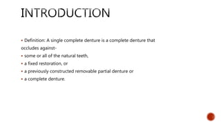 Single complete denture | PPTX