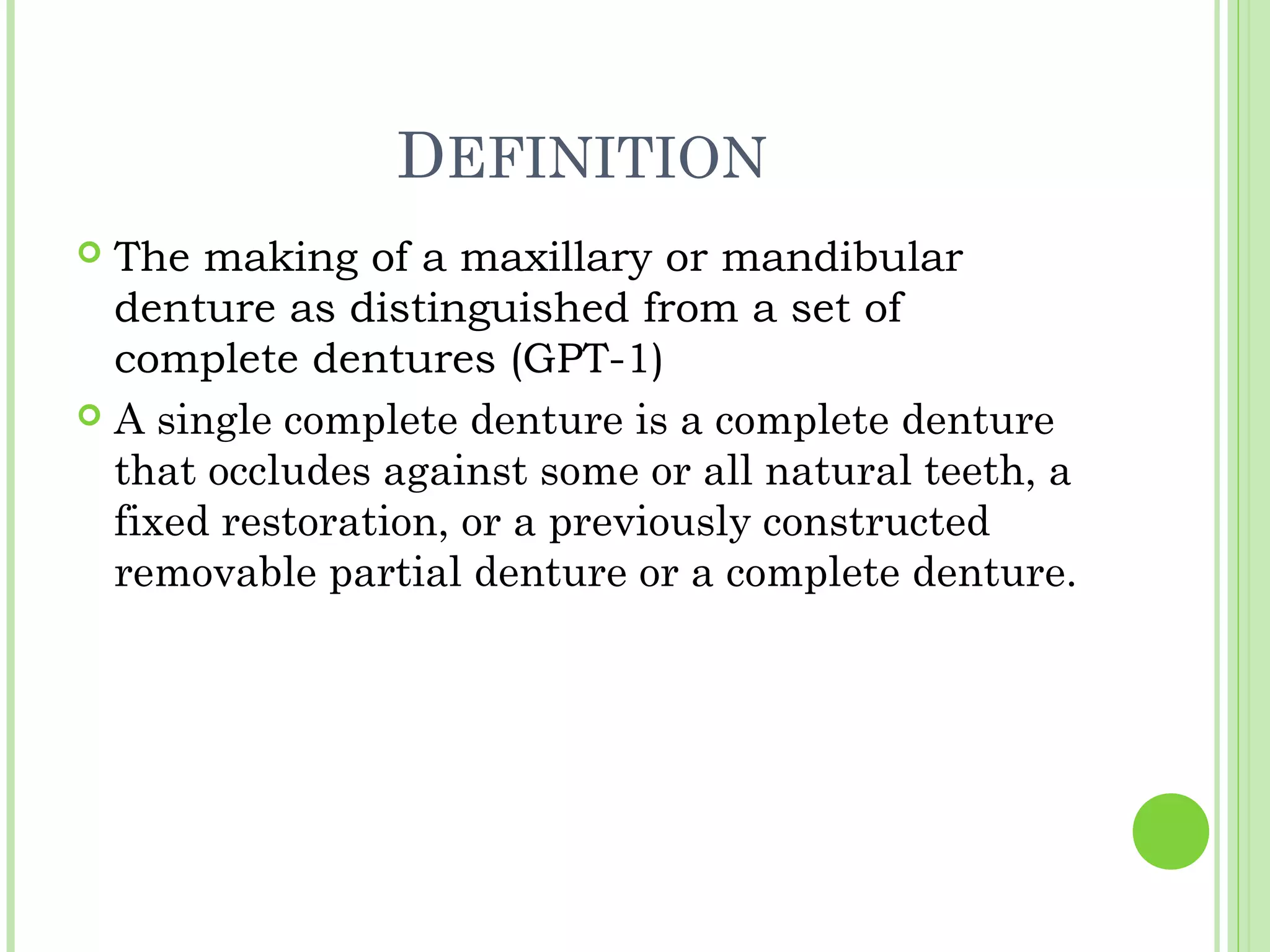 Single Complete Denture | PPT
