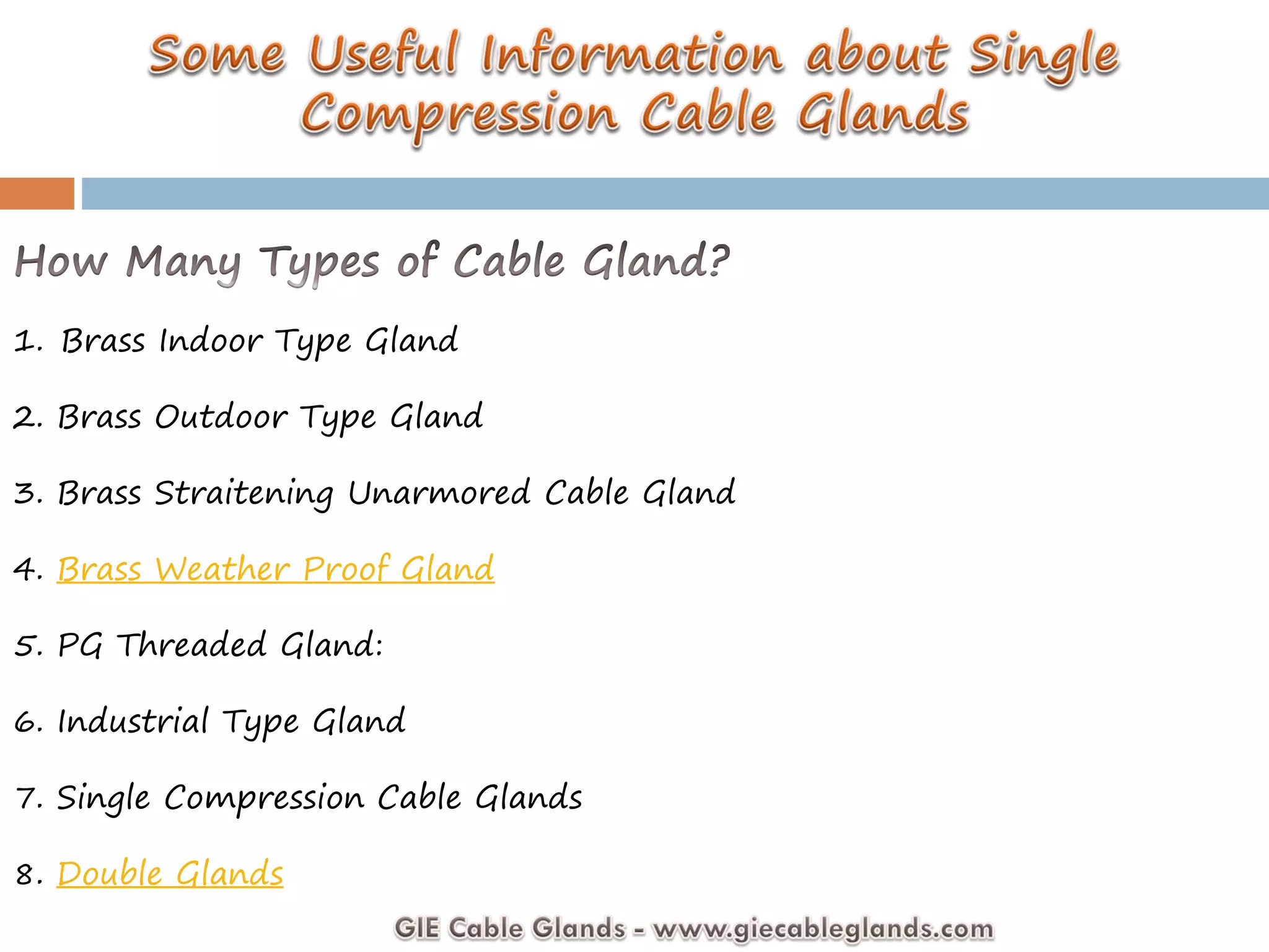 Single Compression Cable Glands - GIE Cable Glands | PDF