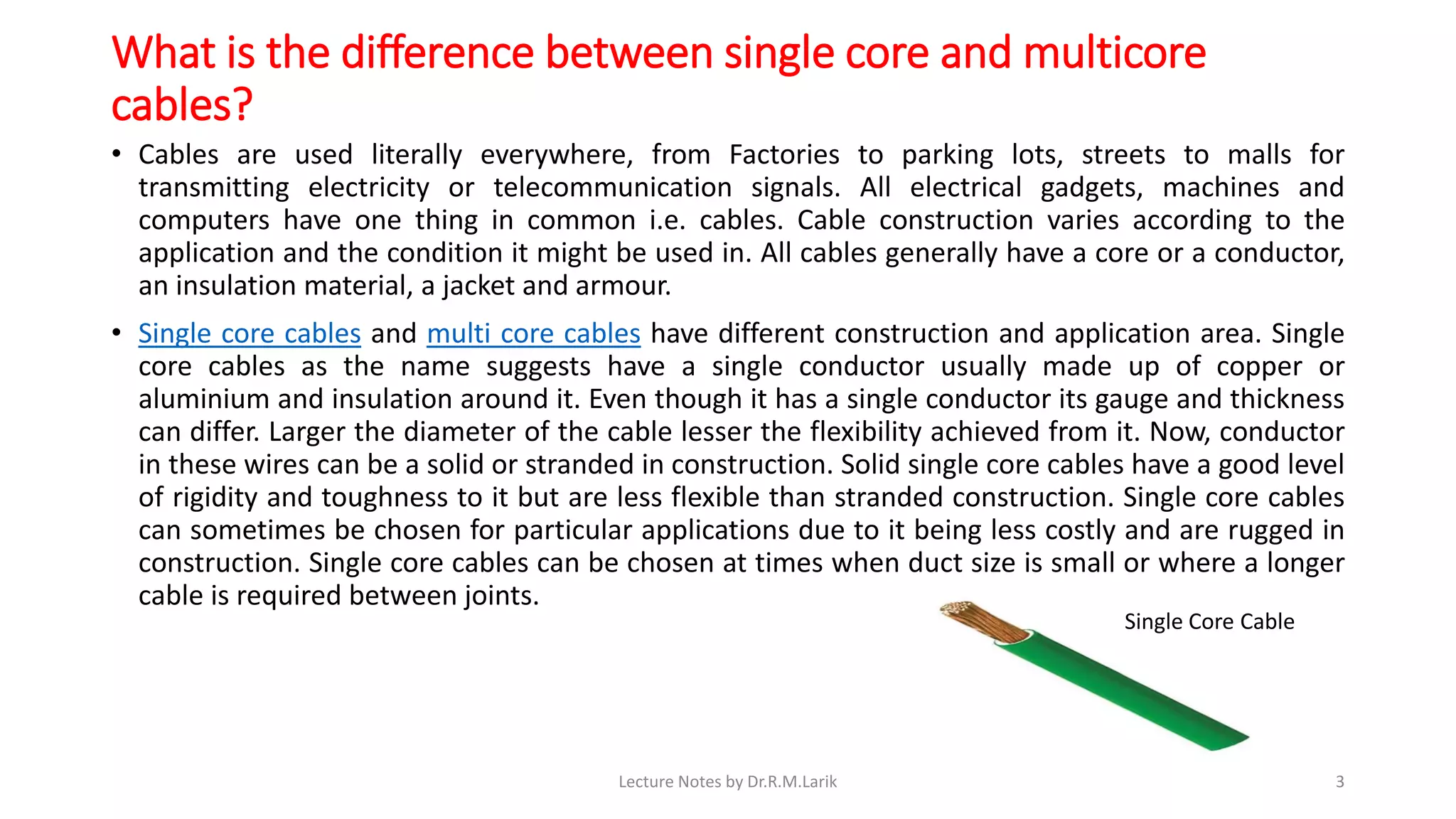 Single core and multi core cables | PDF