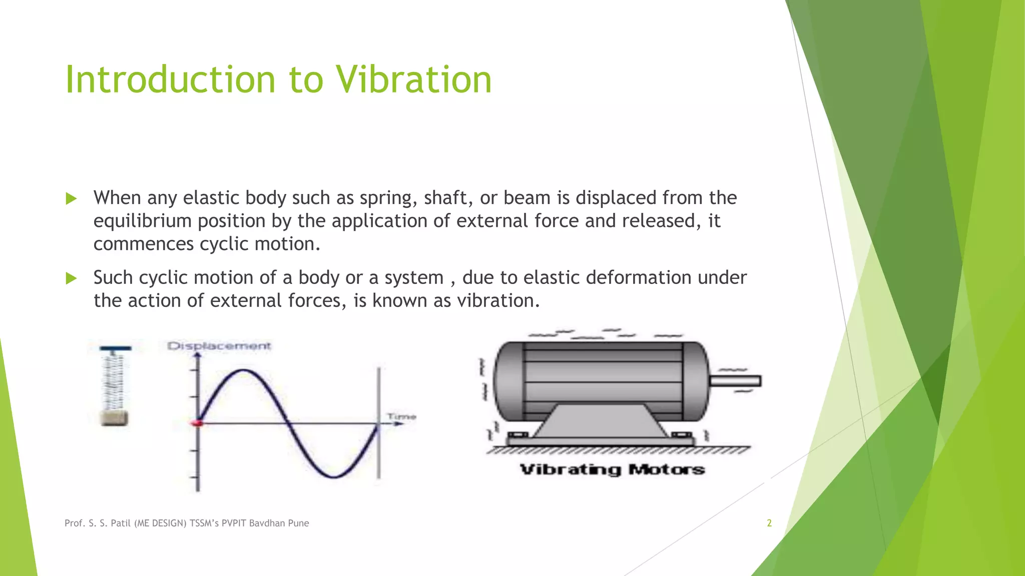 Single degree of freedom system free vibration part -i and ii | PPTX