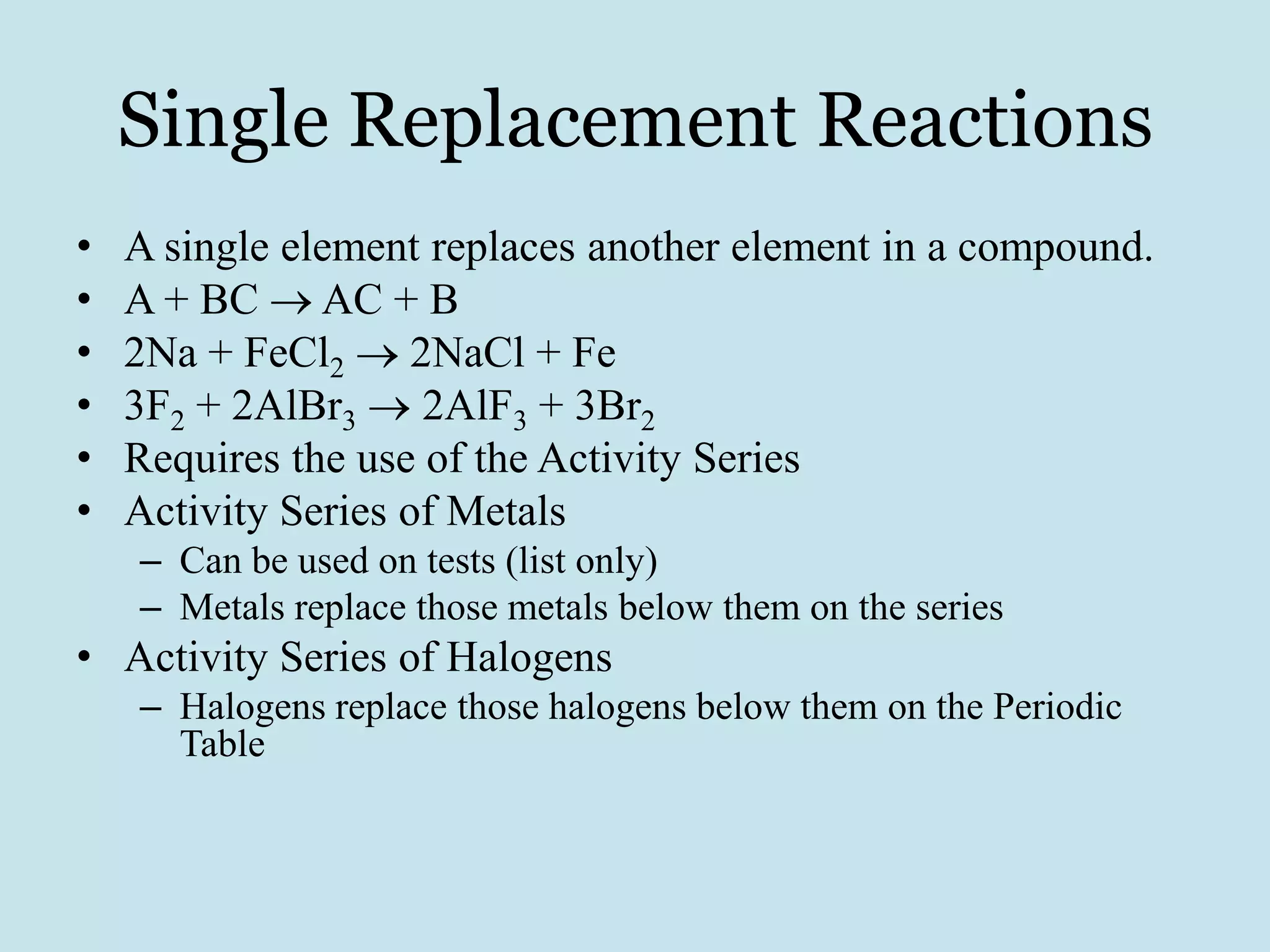 Single & double replacement reactions | PPTX