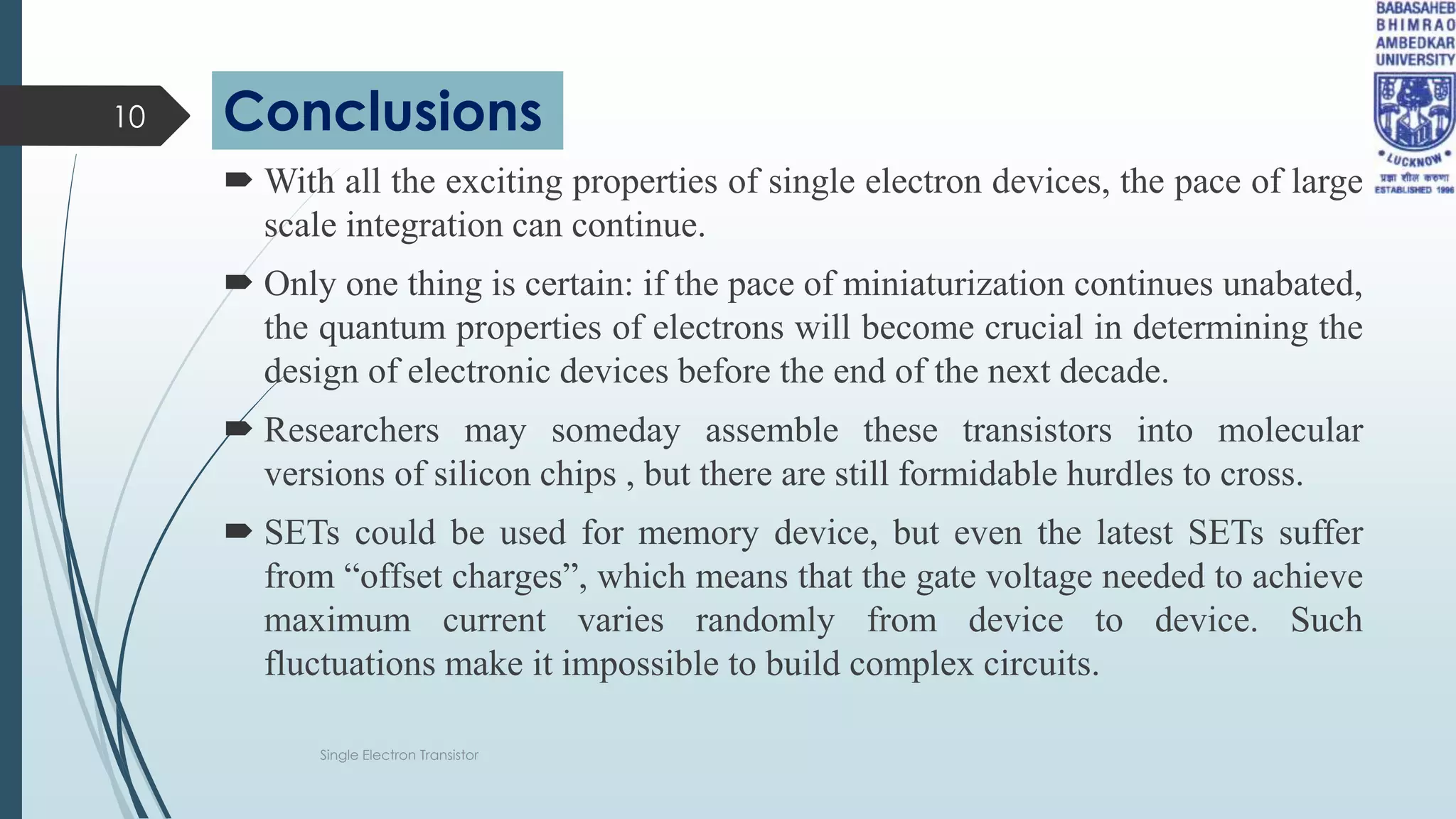 Single Electron Transistor | PPTX