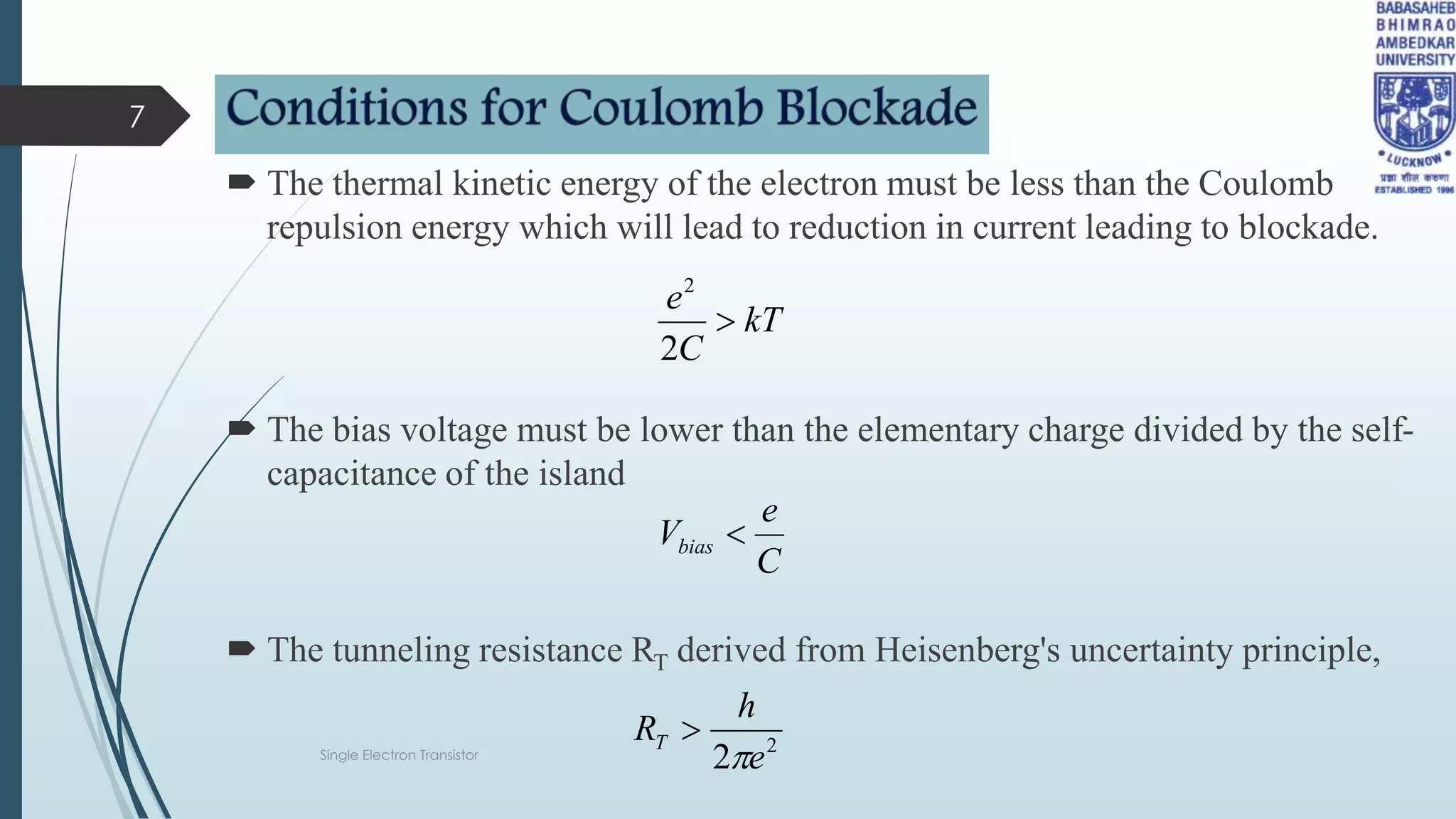 Single Electron Transistor | PPTX