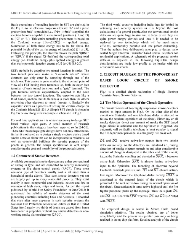 Single Electron Transistor Technology Based On Chip Implementation Of Smoke Detection Alarm For