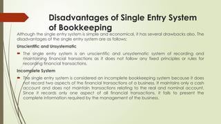 Single Entry System of Bookkeeping.pptx - Principles of Accountancy | PPTX