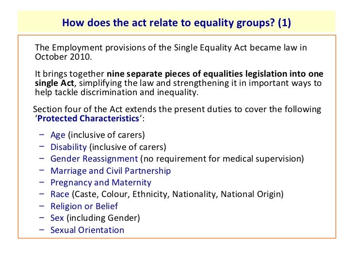 Single Equality Act Employment 2010 Single Equality Act Employment 2010