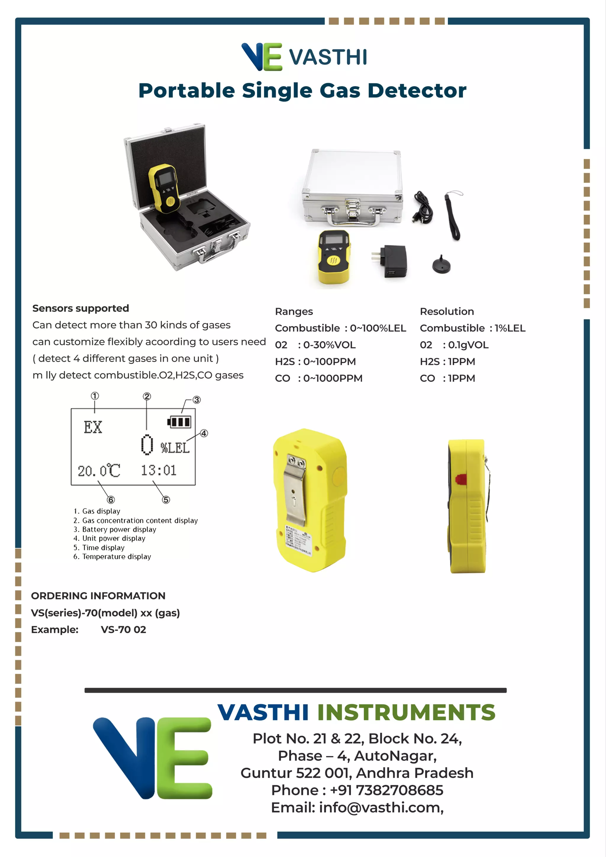 Portable Single-Gas Detectors and Monitors | Vasthi Instruments | PDF