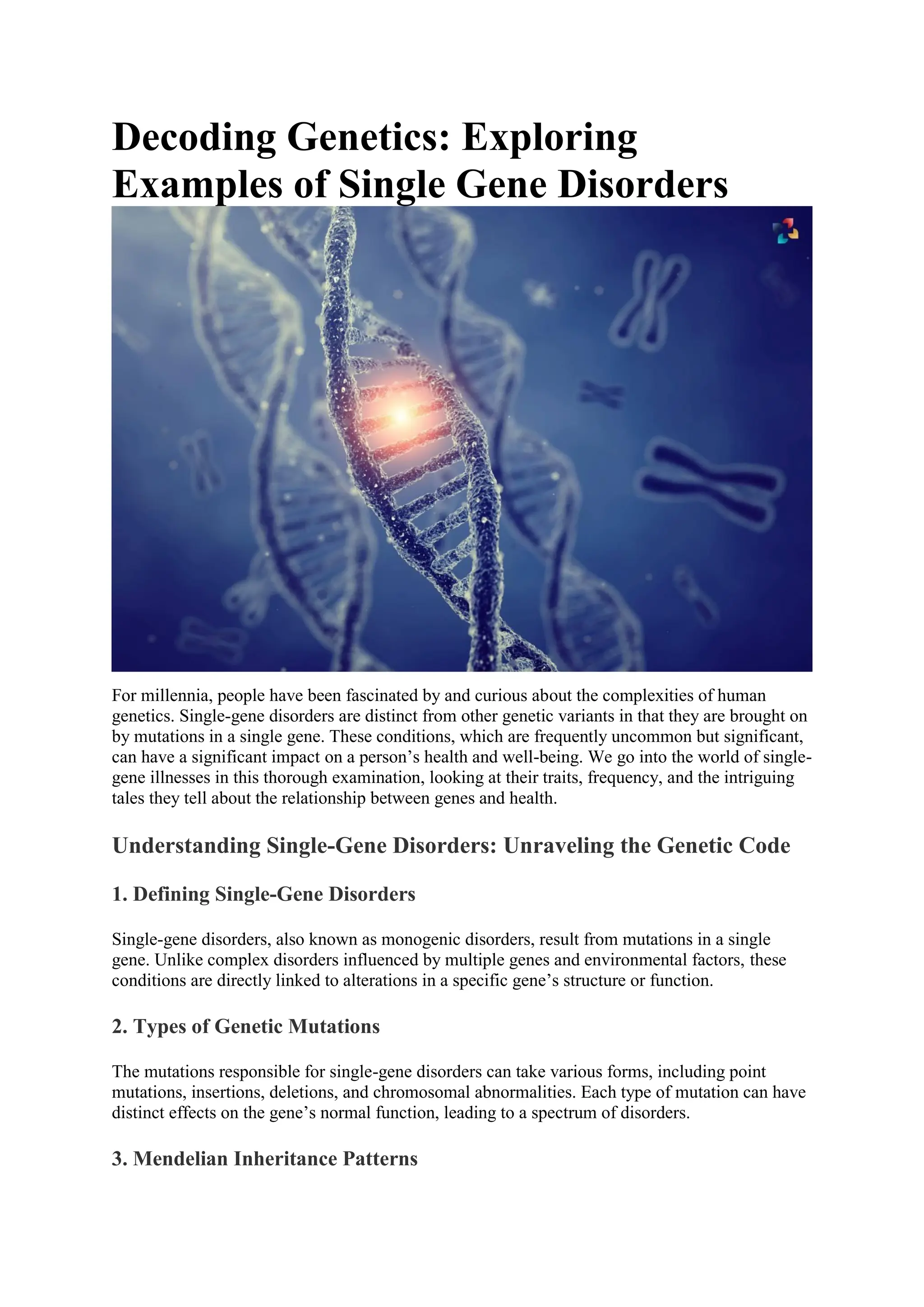 Single Gene Disorders Understanding Genetics With Examples The