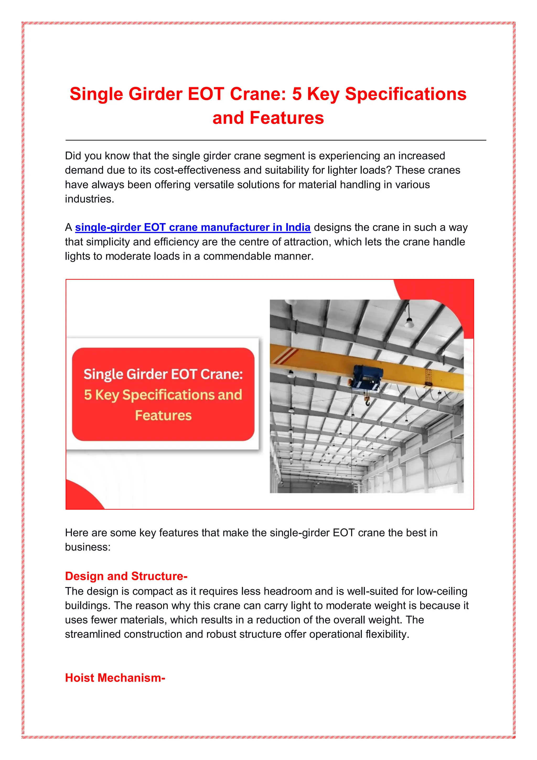 Single Girder EOT Crane 5 Key Specifications and Features.pdf