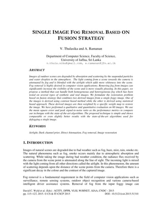 Single Image Fog Removal Based on Fusion Strategy | PDF