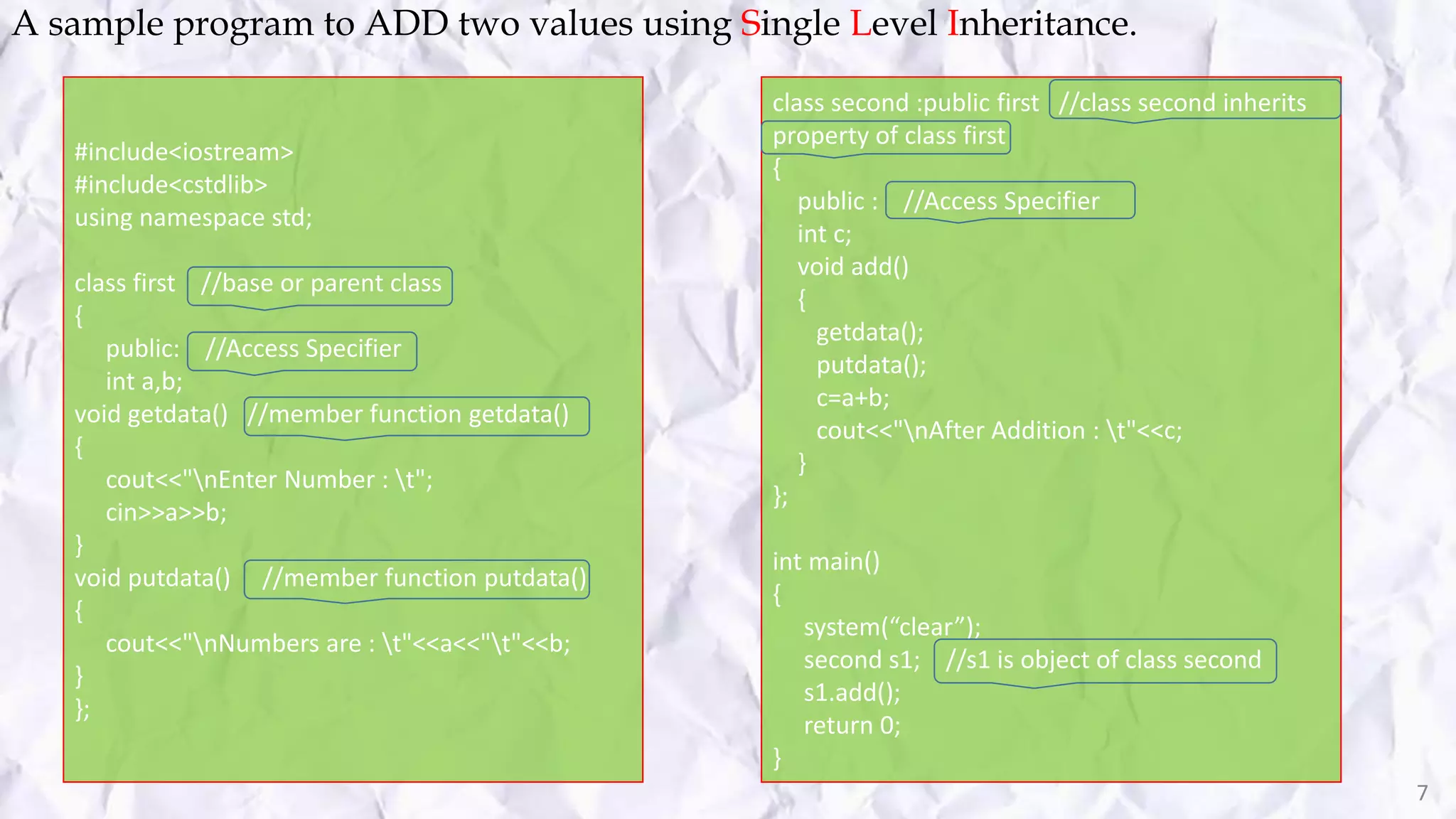 Single inheritance | PPTX | Programming Languages | Computing