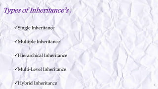 Single inheritance | PPTX