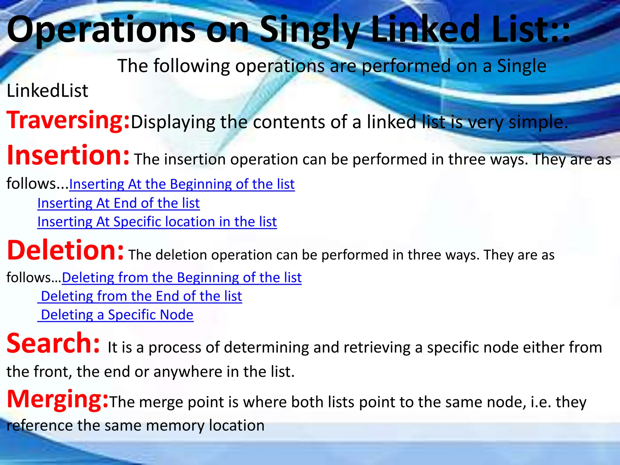 Linked list and its operations - Traversal | PPTX