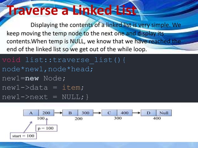 Linked list and its operations - Traversal | PPTX