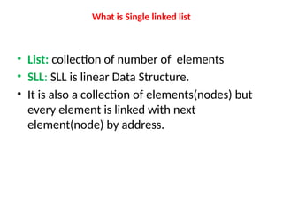 Single Linked list in data structure notes | PPTX