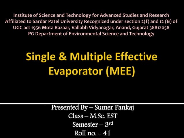 Single and multiple effective evaporator (mee) | PPTX