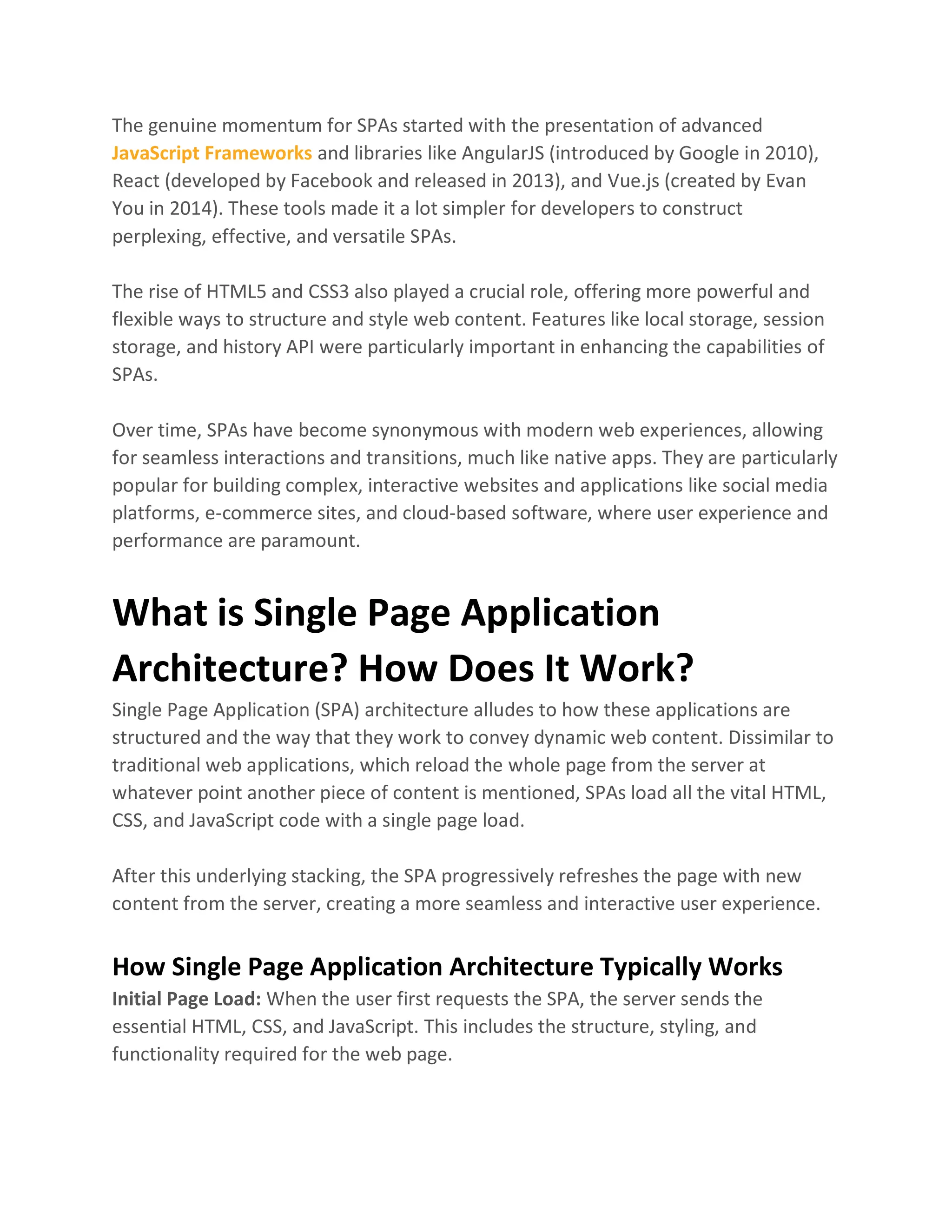 Single Page Application (SPA): A Comprehensive Guide for Beginners | PDF