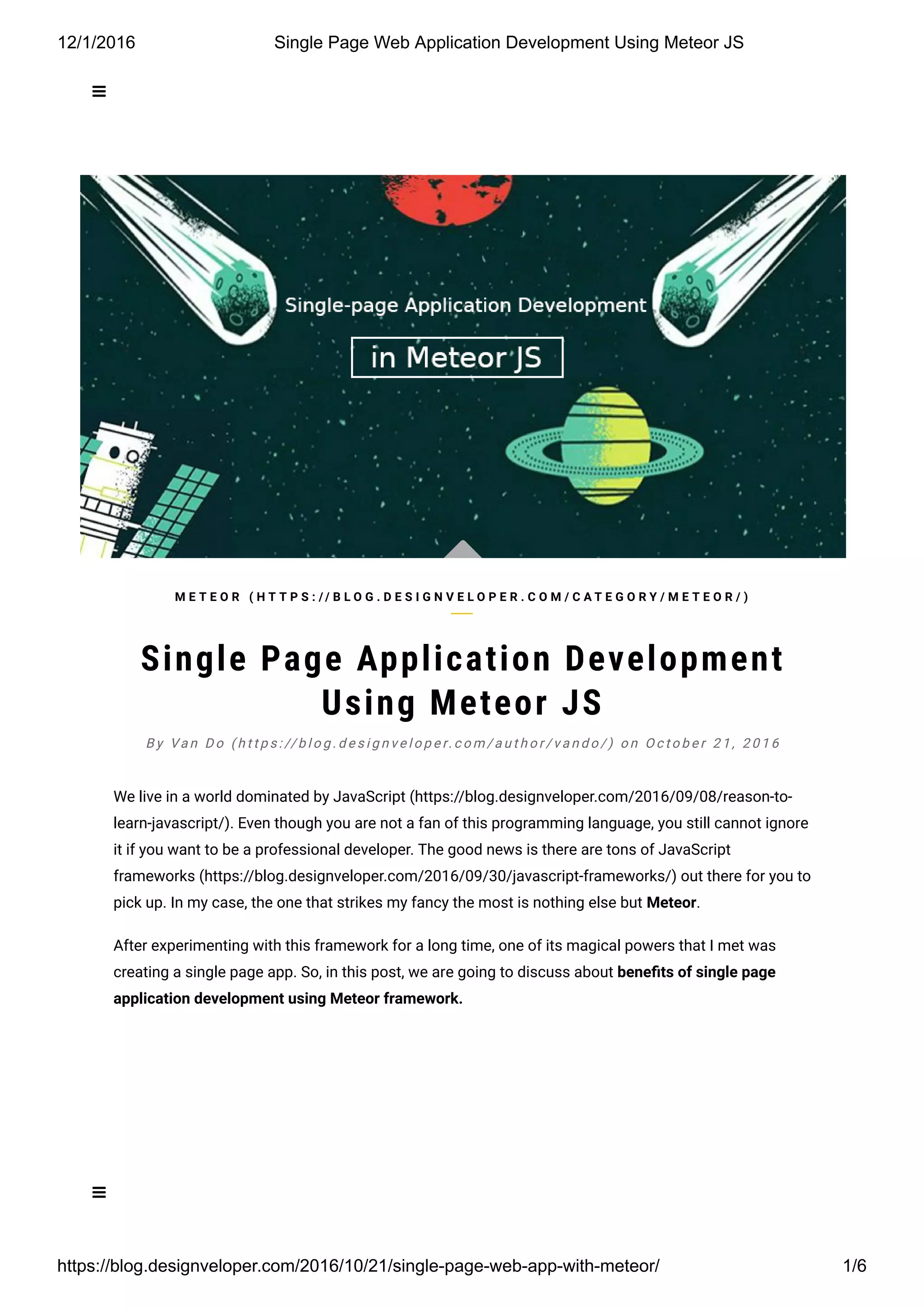 Single page web application development using meteor js | PDF