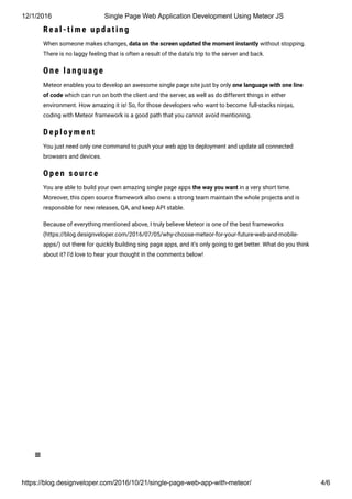 Single page web application development using meteor js | PDF