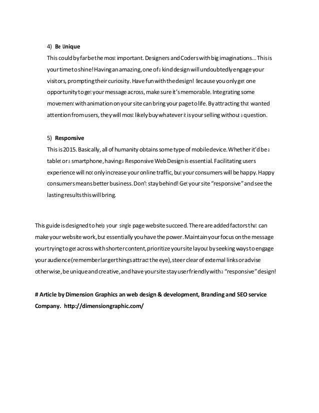 5 Must have Practices for Perfect One Page Website Designing